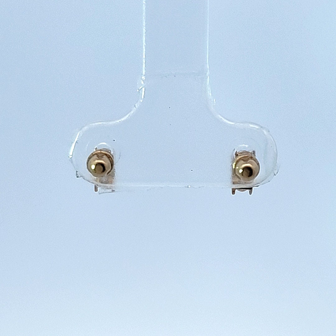 14k Yellow Gold Curvey Design With Zirconia Screw Backing Earrings - Etsy