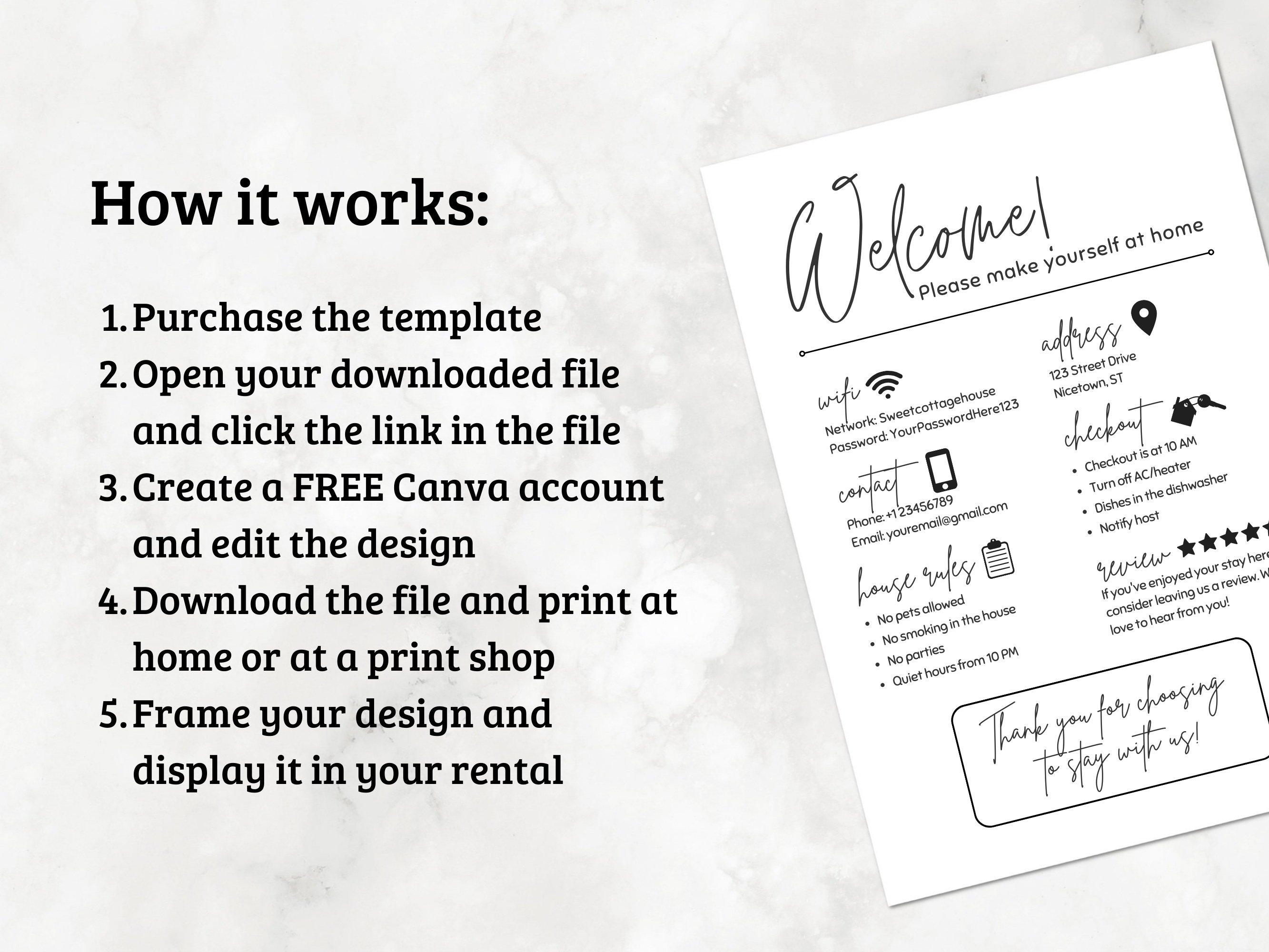 Airbnb Welcome Sign Canva Template Welcome Sign for Airbnb Hosts ...