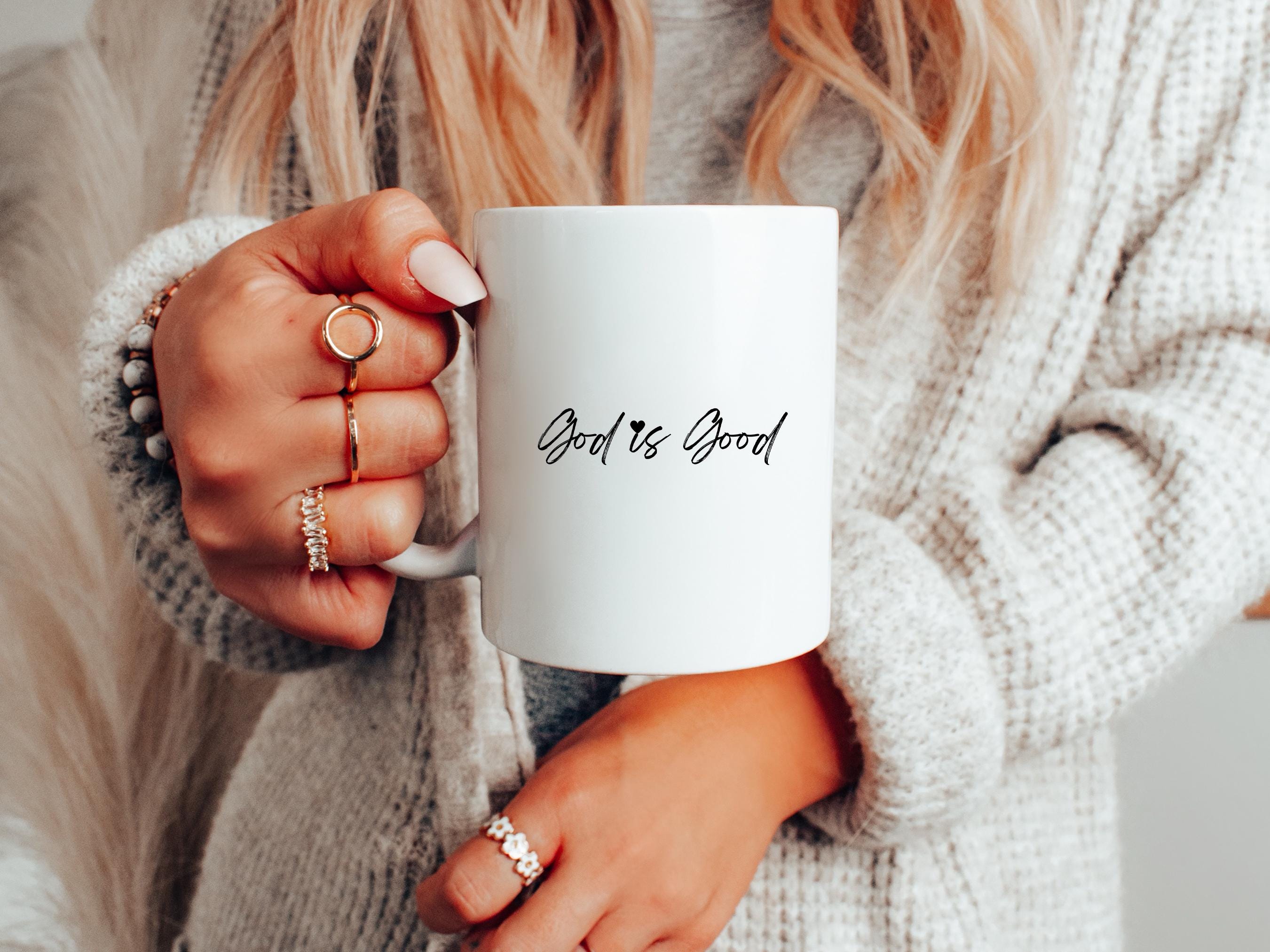 God is Good Heart Mug - Christian Coffee Mug With Positive Affirmations ...
