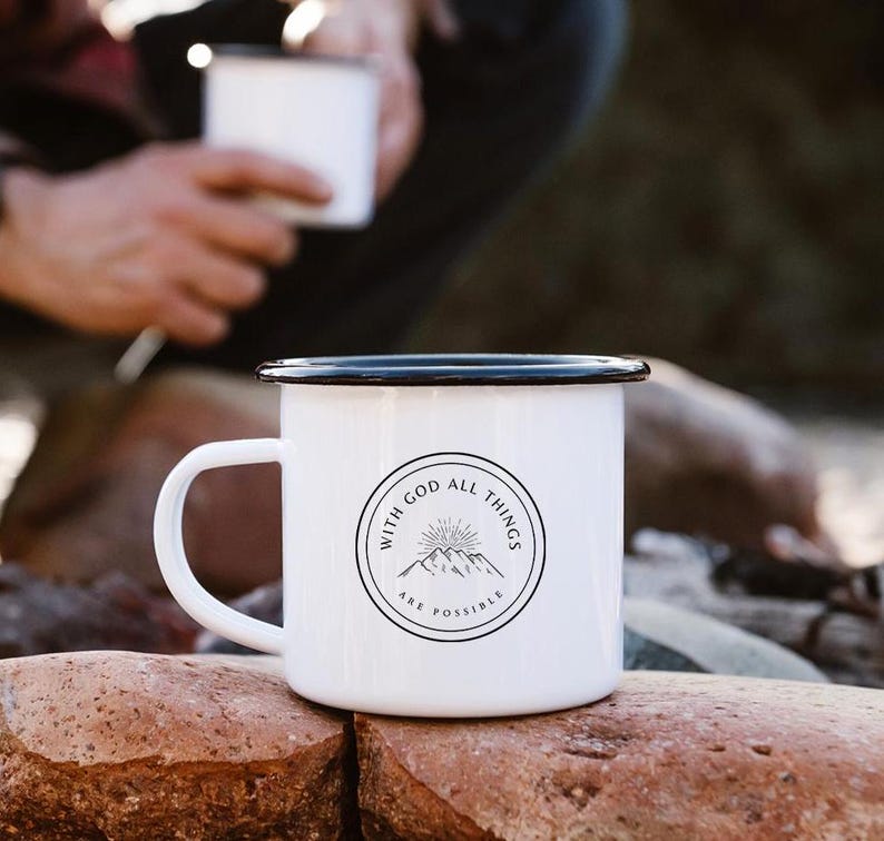 Bible Verse Camping Mug Matthew 19:26, Godly Mug Gift, Christian Mugs ...