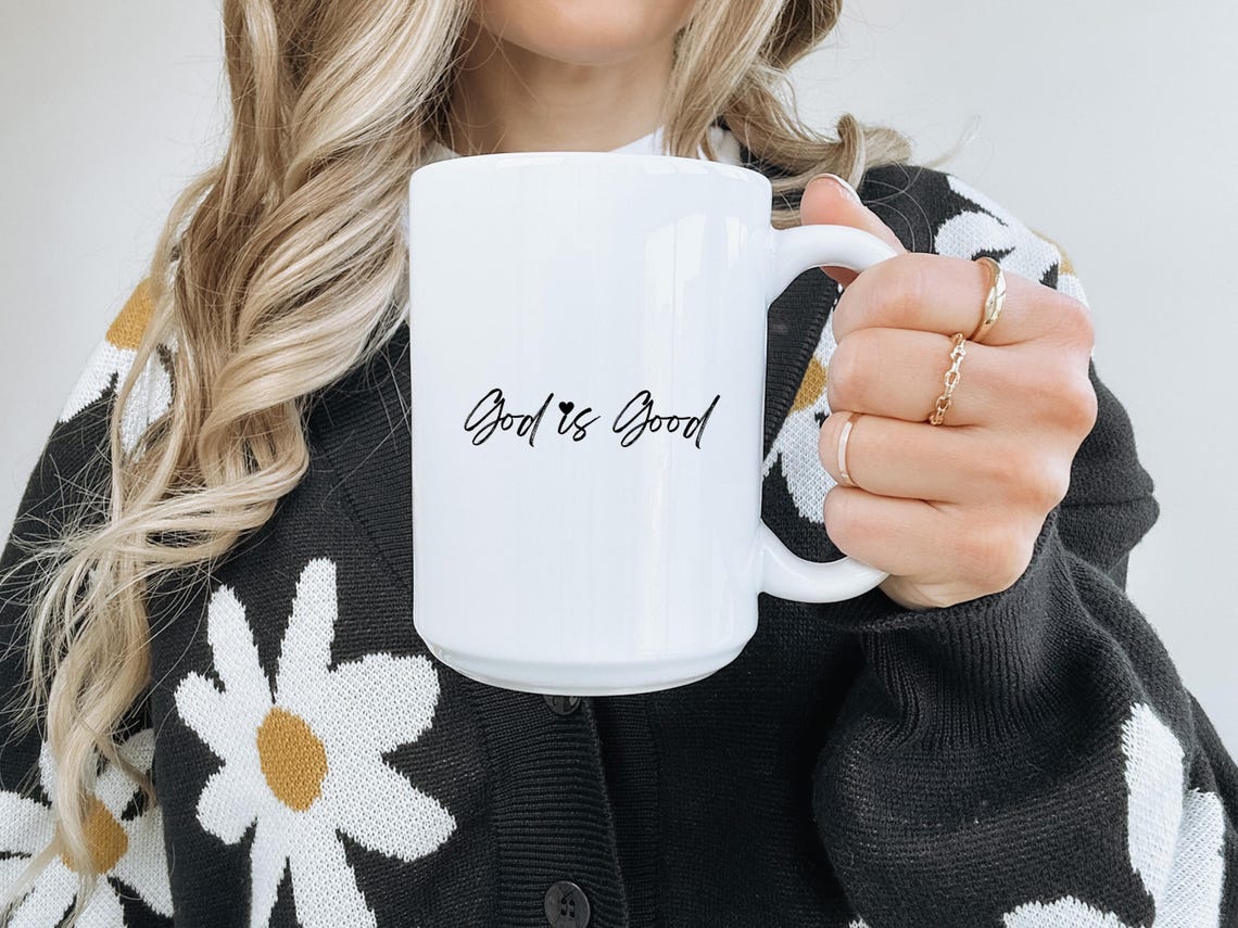God is Good Heart Mug - Christian Coffee Mug With Positive Affirmations ...