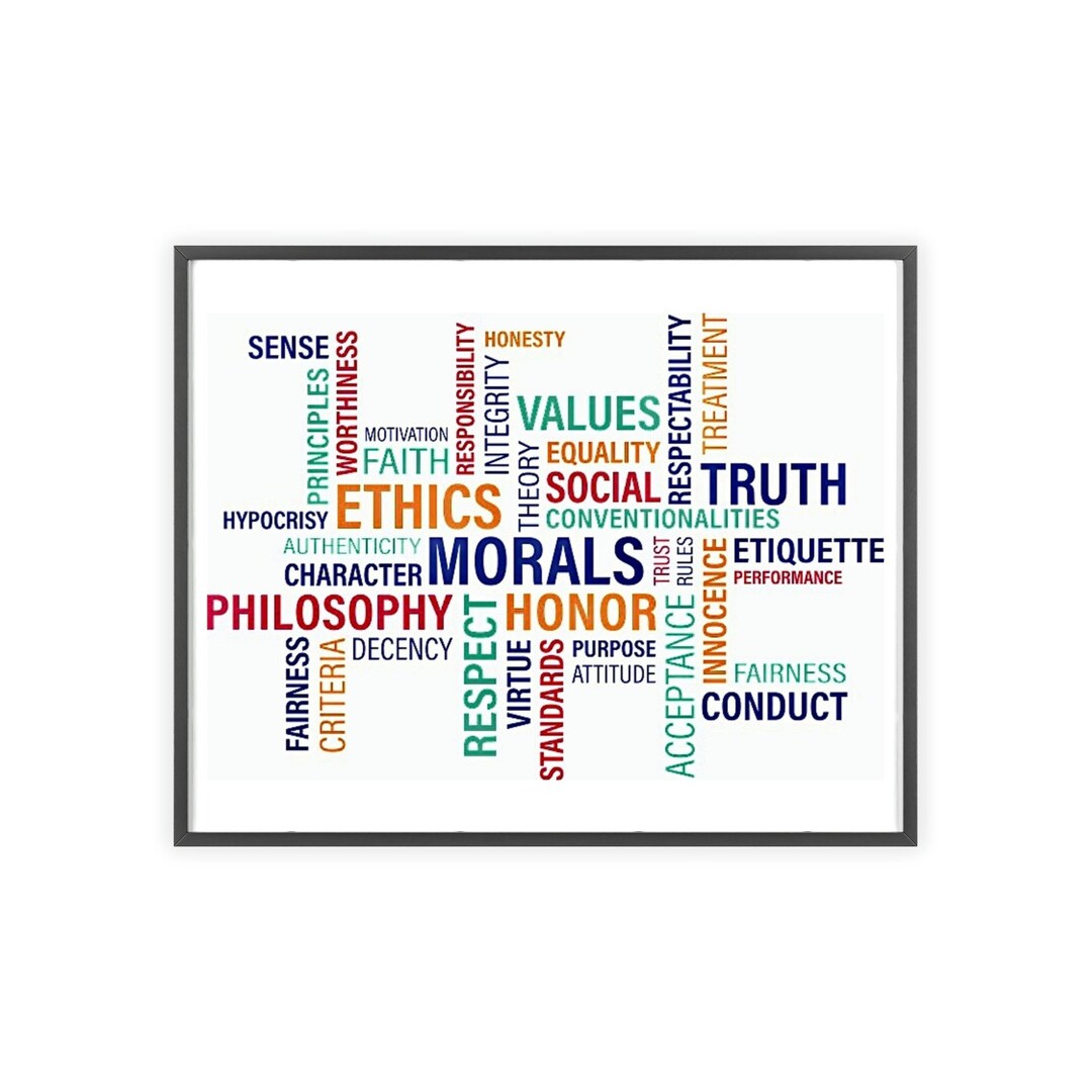 Values Poster With Wooden Frame - Etsy