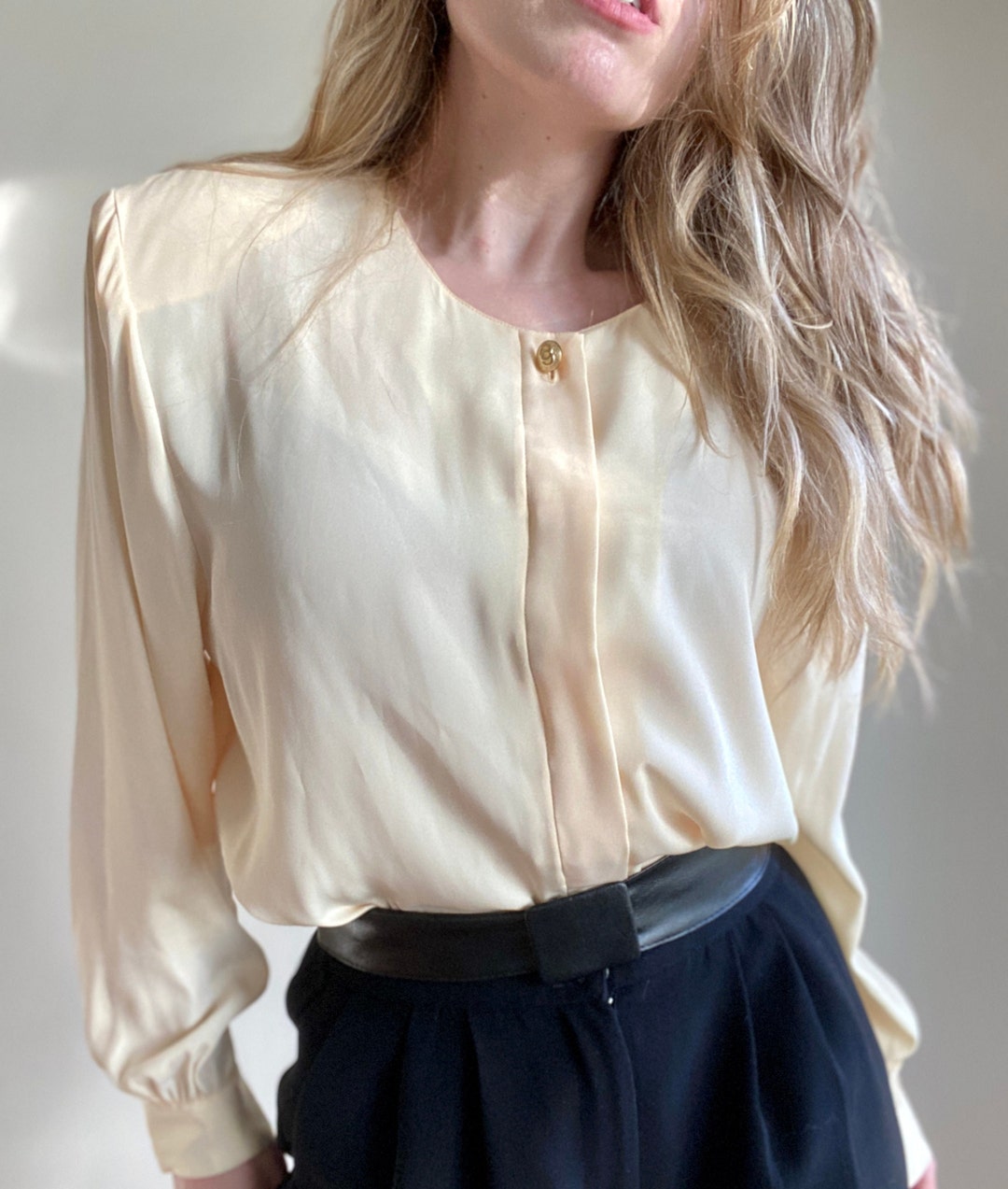 80s Vintage Butter Yellow Retro Blouse - Etsy