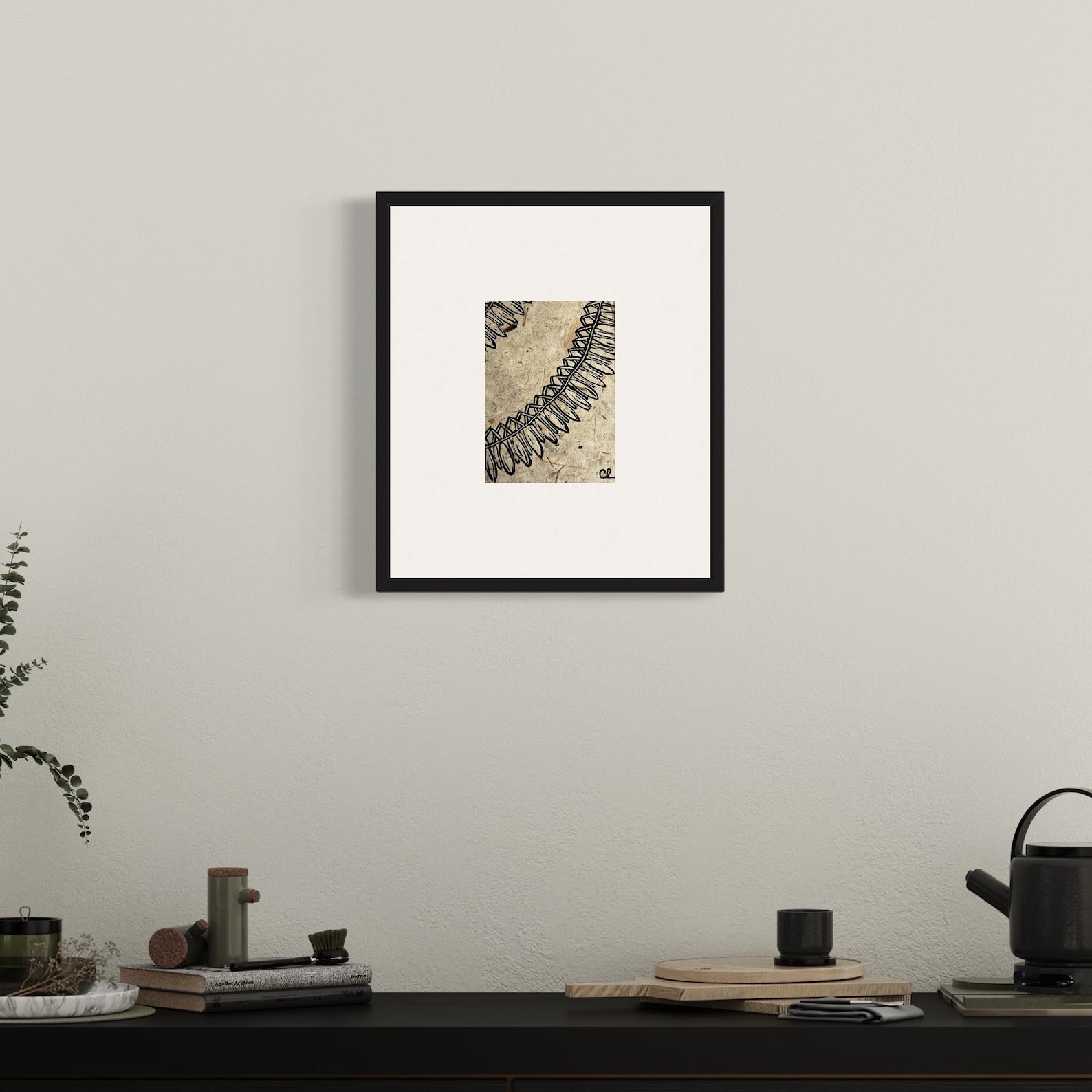 Ginger Lei, Black on Natural Banana Leaf Paper, Variation, Original ...