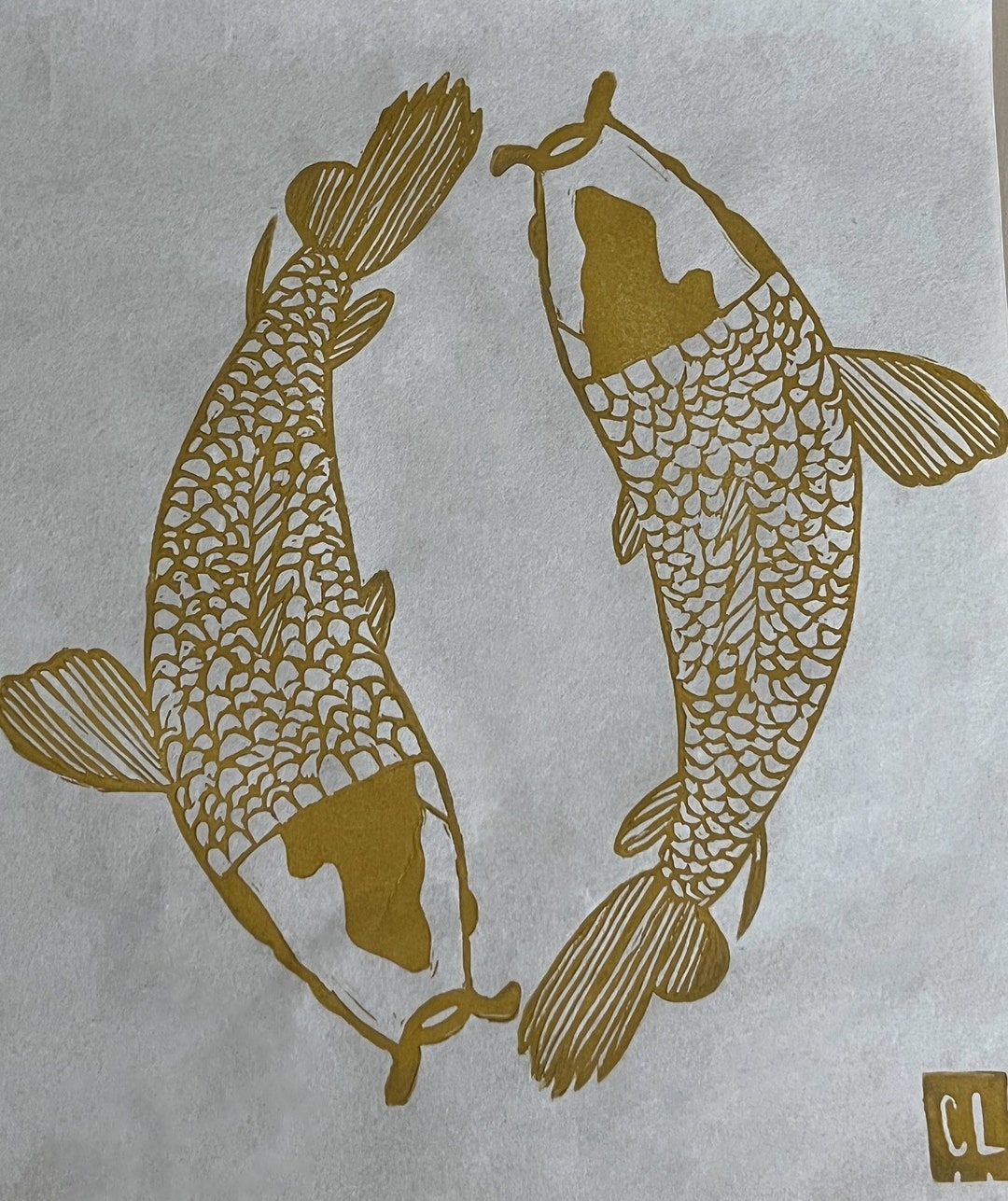 Radiant Koi, Koi Fish, Original Linocut Print, High-end Wall Decor ...