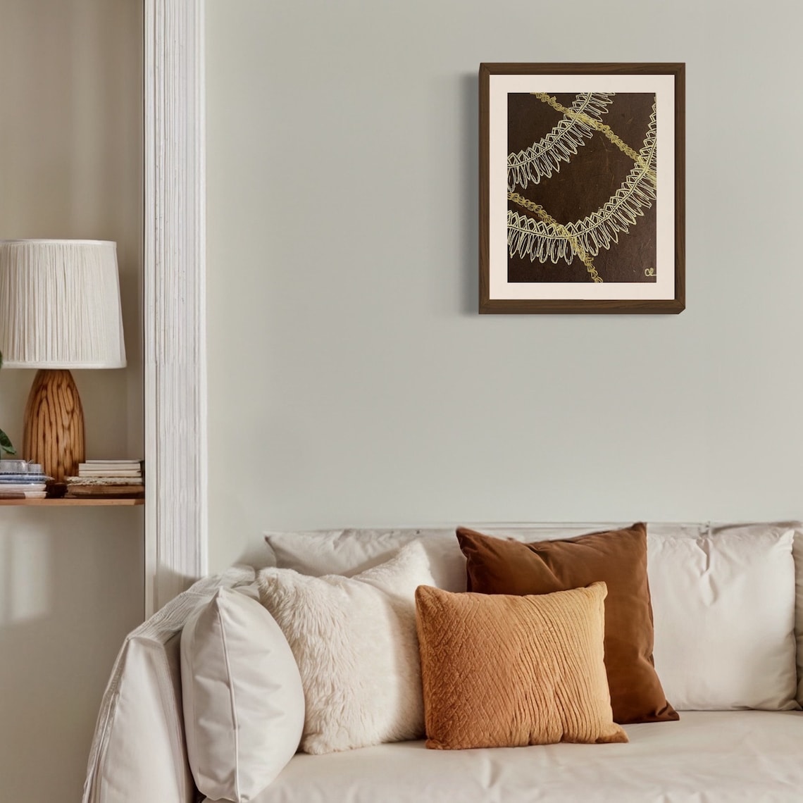 Ginger and Pikake Lei, Cream on Brown Banana Leaf Paper, Variation ...