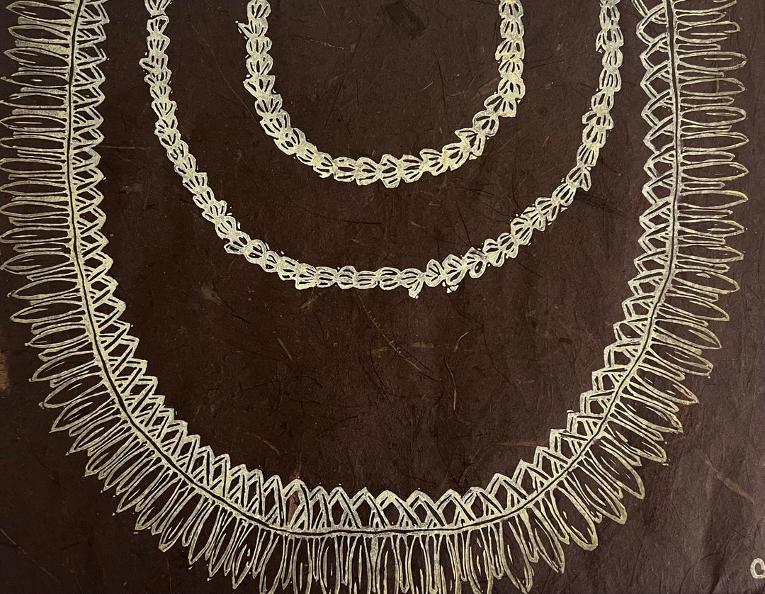 Ginger and Pikake Lei, Cream on Brown Banana Leaf Paper, Variation ...