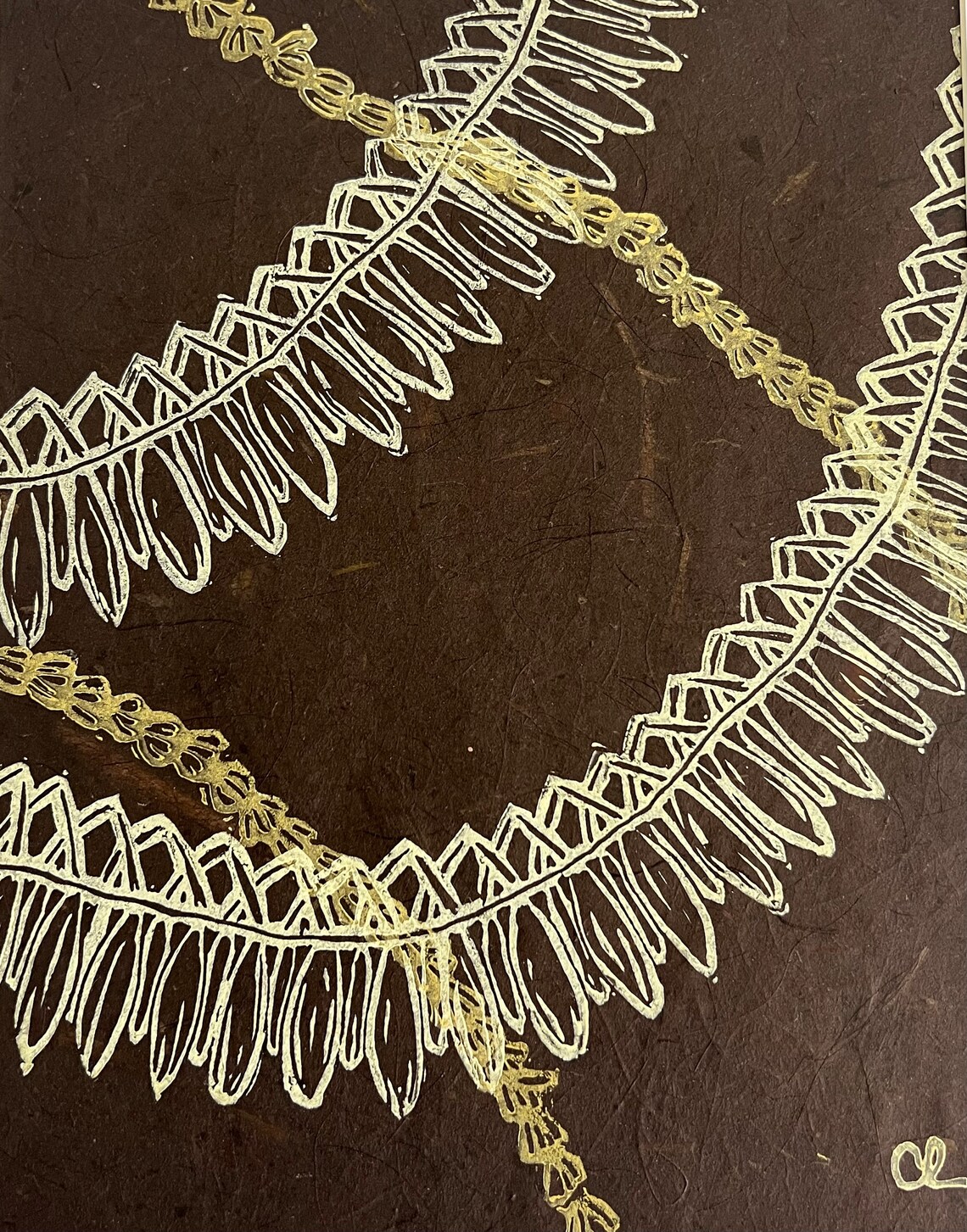 Ginger and Pikake Lei, Cream on Brown Banana Leaf Paper, Variation ...