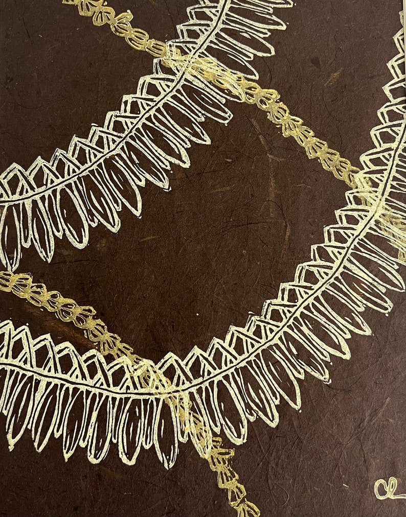 Ginger and Pikake Lei, Cream on Brown Banana Leaf Paper, Variation ...