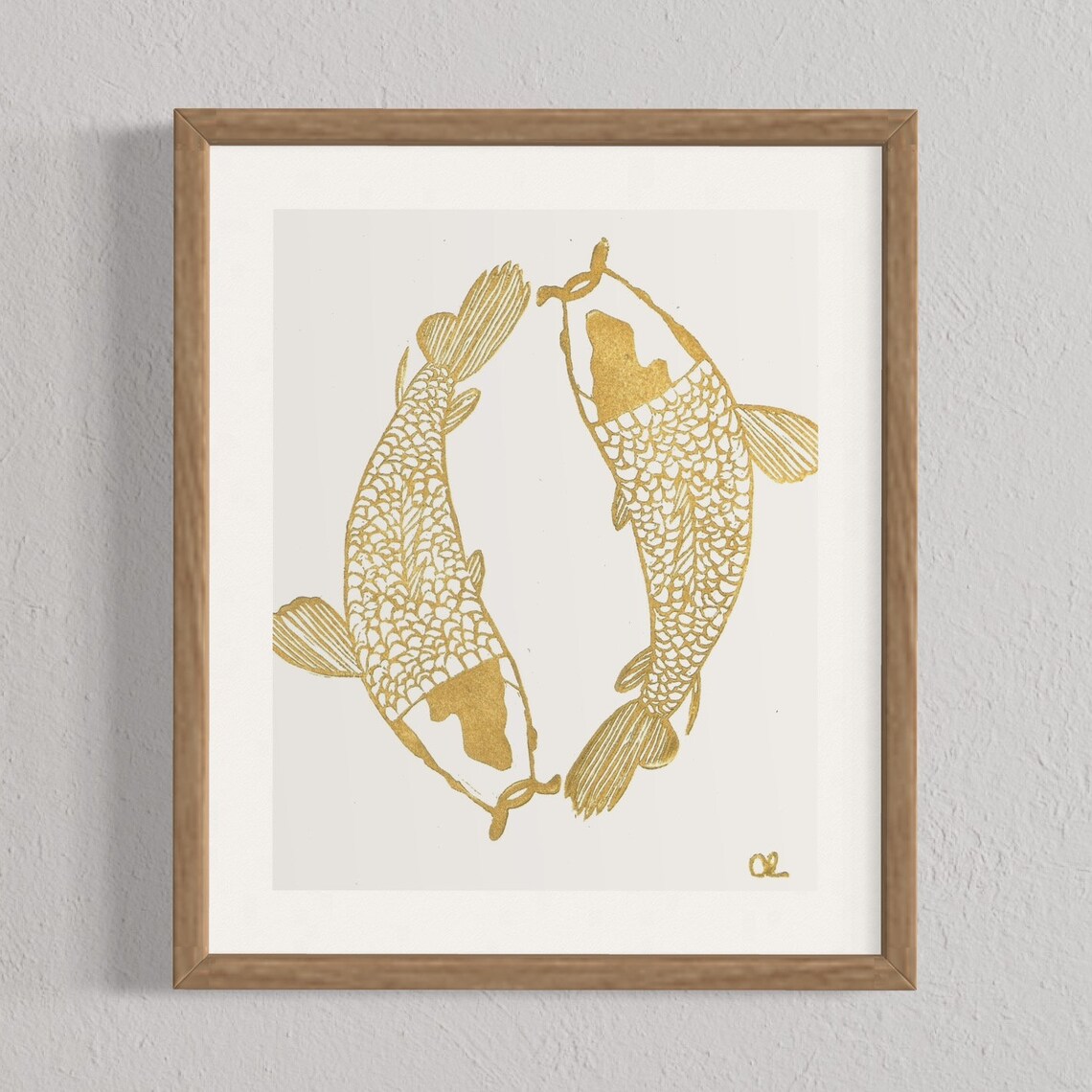 Radiant Koi in Gold, Koi Fish, Original Linocut Print, High-end Wall ...