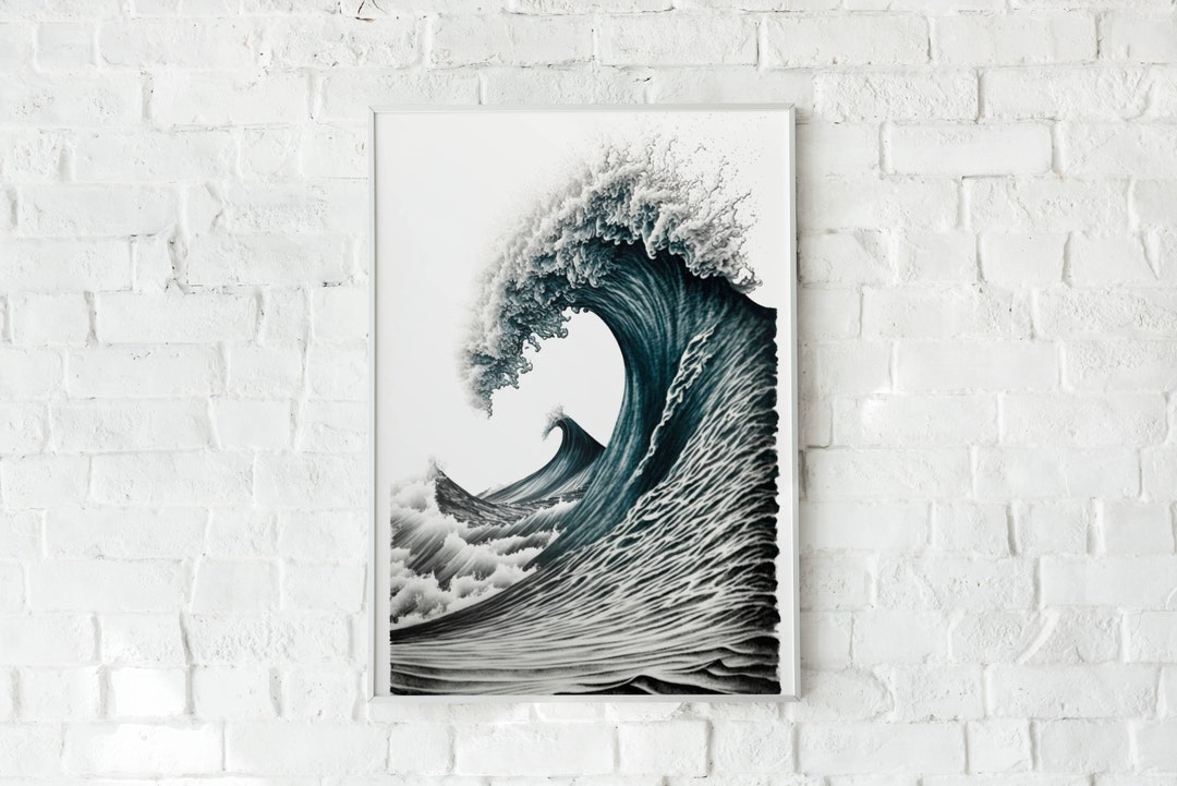 Wave Print, Digital Download, Printable Art, Ocean Print, Ocean Art ...