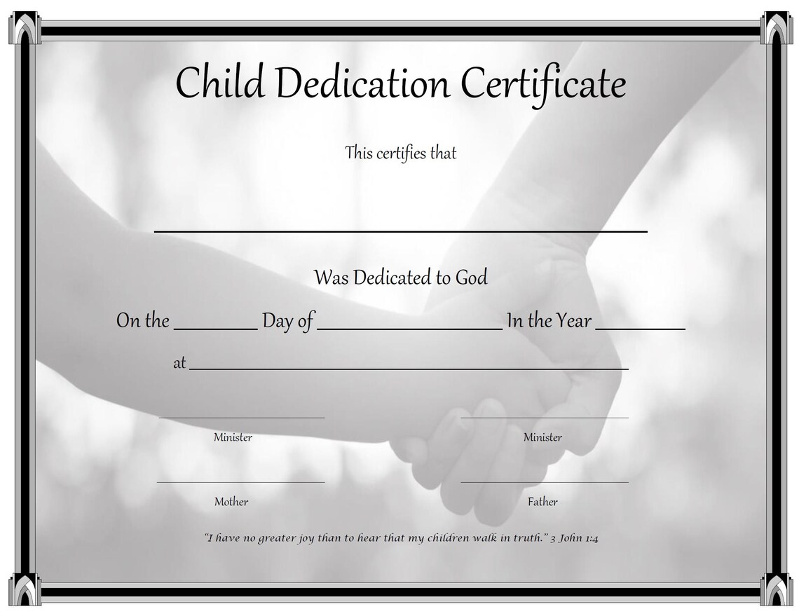 Child Dedication Certificate (digital Download) - Etsy