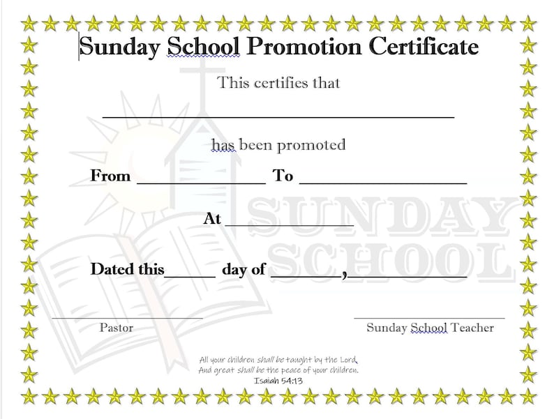 Sunday School Promotion Certificate - Etsy