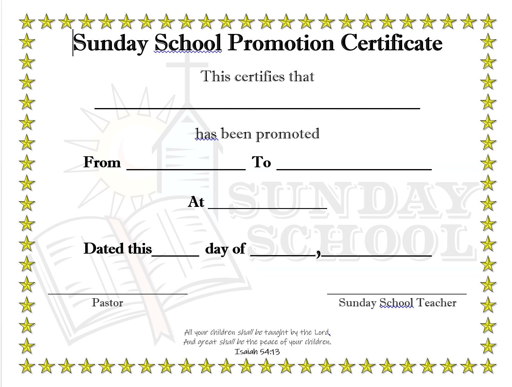 Sunday School Promotion Certificate - Etsy