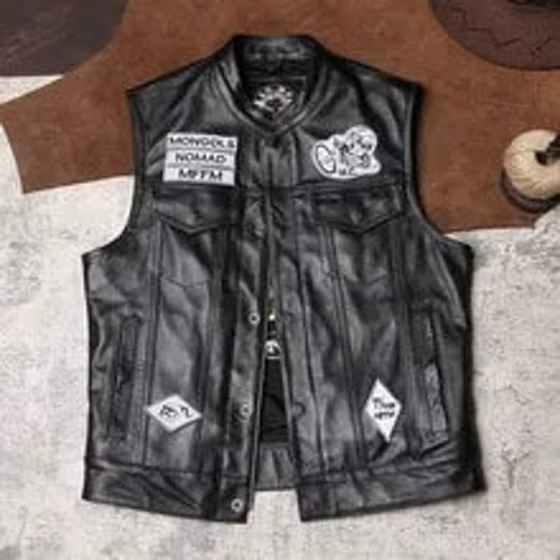Men's Mongols MC Motorcycle Biker Vest Genuine Leather - Etsy
