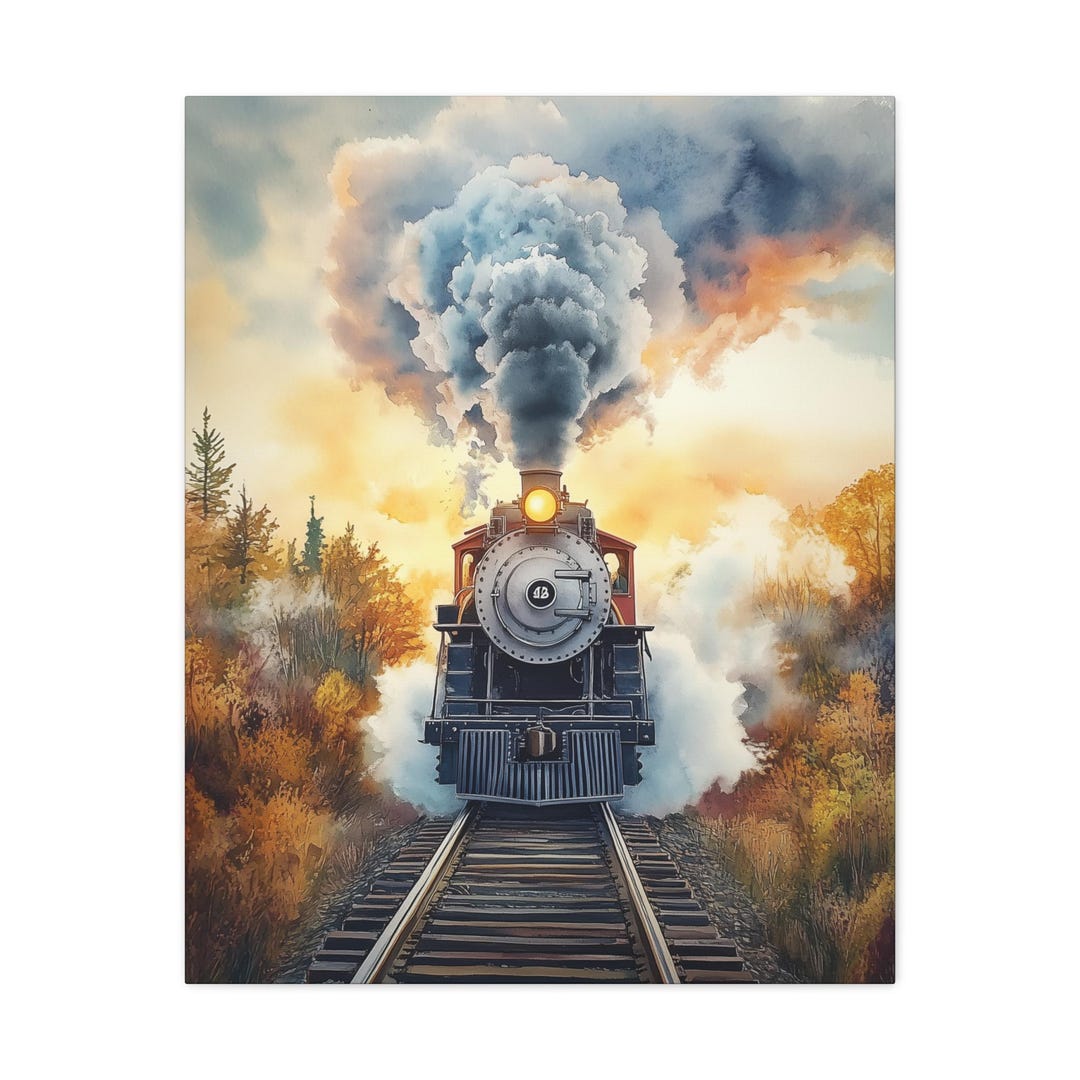 Frontier Train Watercolor Art Painting Living Room Wall Art Home Decor ...