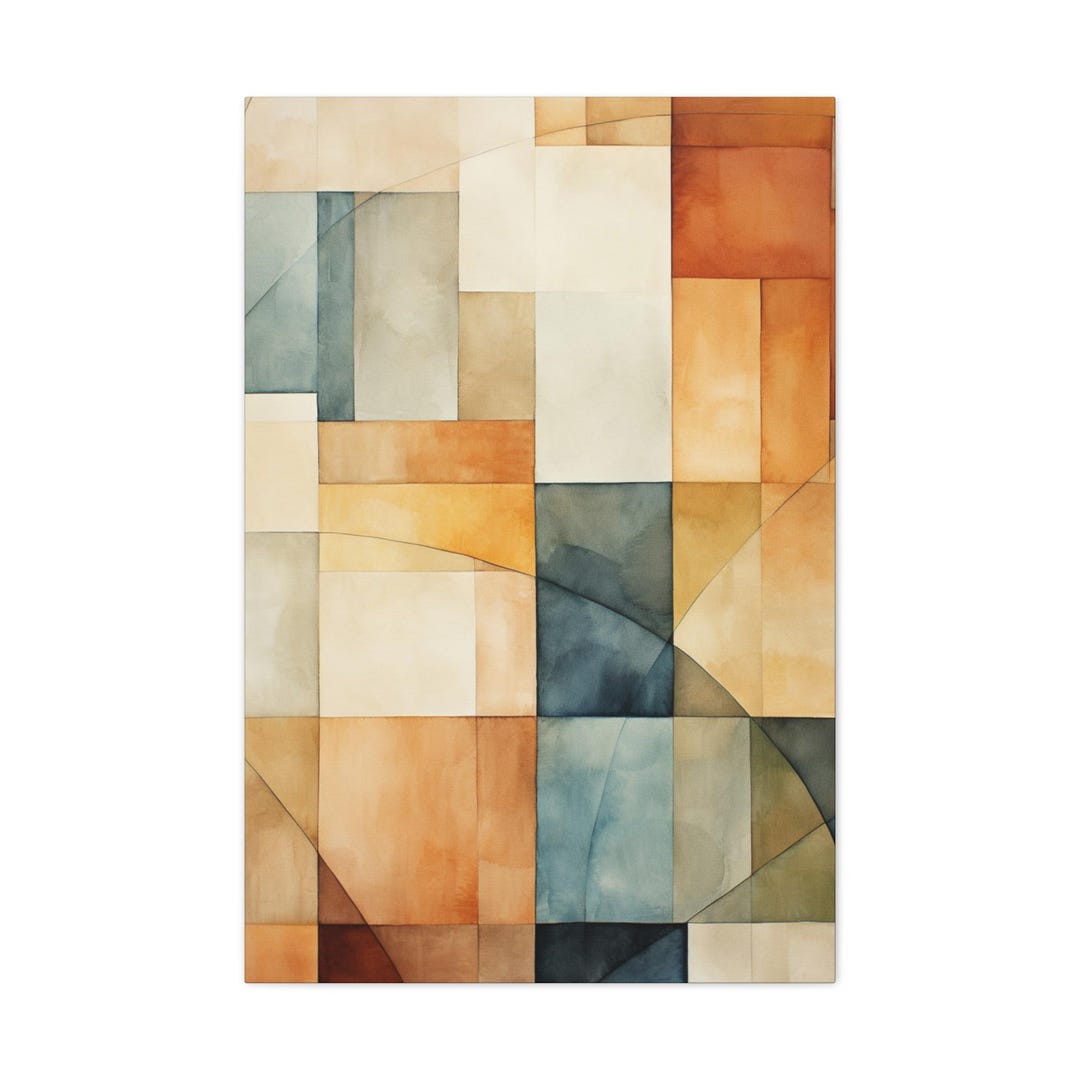 Geometric Tan Abstract Art Living Room Wall Art Home Decor Abstract ...