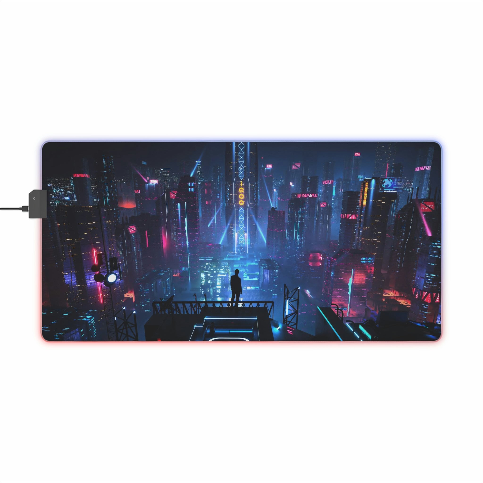 LED Futuristic City Gaming Mouse Pad