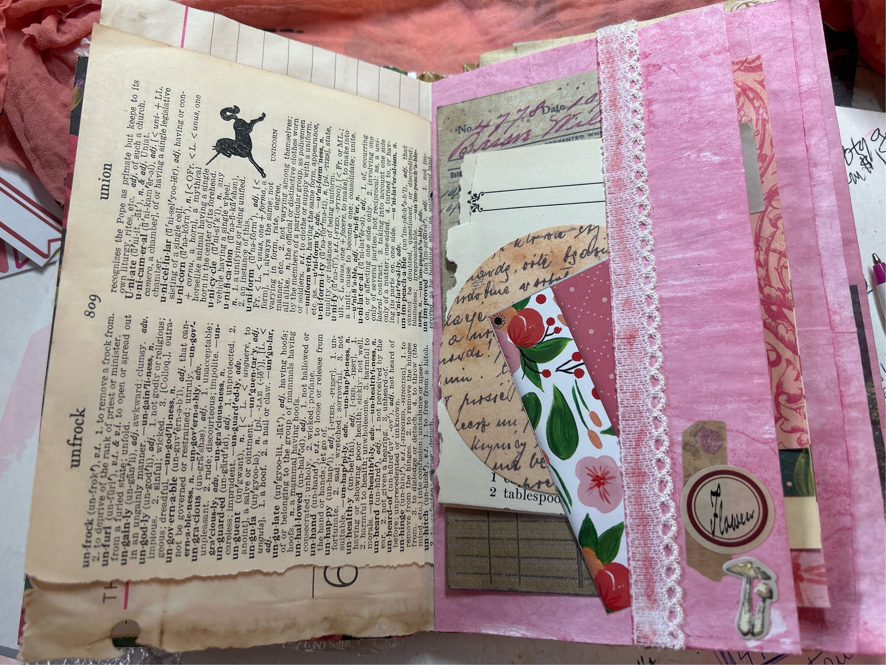 Vintage Botanical Junk Journal With Beautiful Colorful Pages, Coffee ...