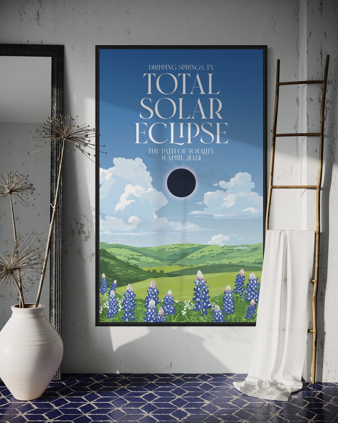 Texas Bluebonnets Eclipse Poster - Etsy