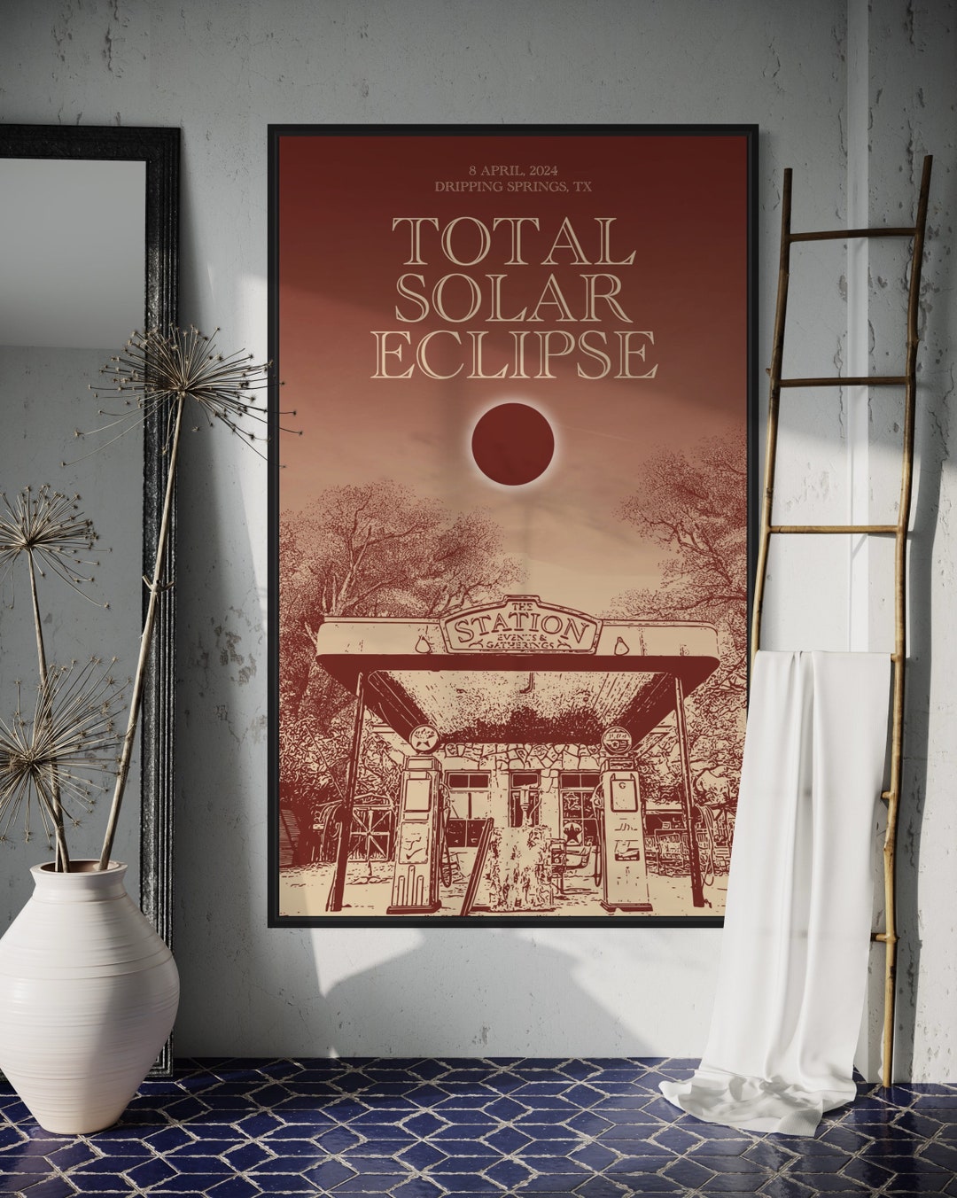 Mercer, the Station, Dripping Springs Texas Eclipse Poster - Etsy