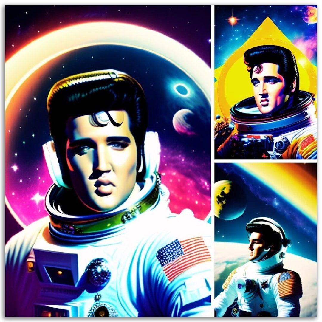 Elvis Presley Goes to Space Collage NASA Spacewalk - Etsy