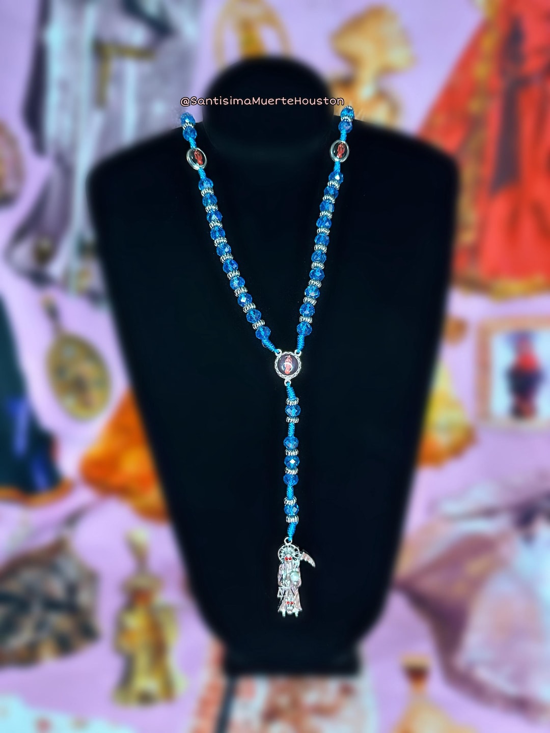 Baby Blue Santa Muerte Rosary - Etsy