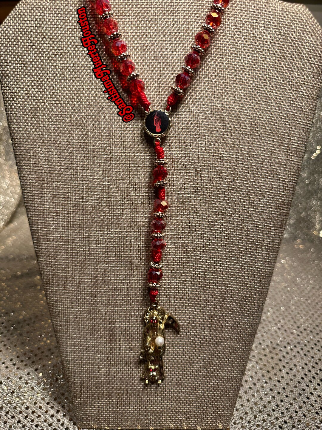Red Santa Muerte Rosary - Etsy