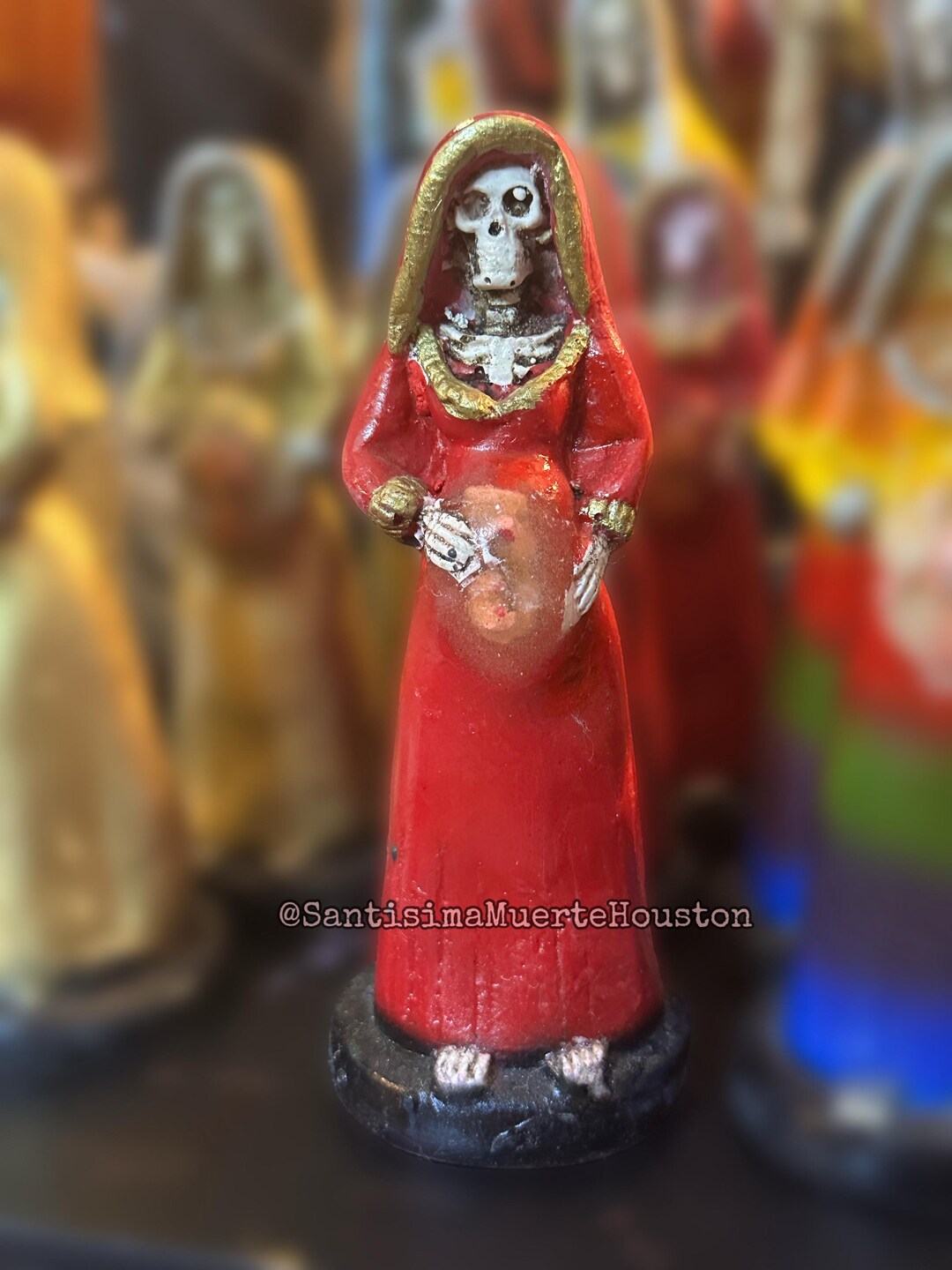 Pregnant 5” Red Santa Muerte Statue - Etsy