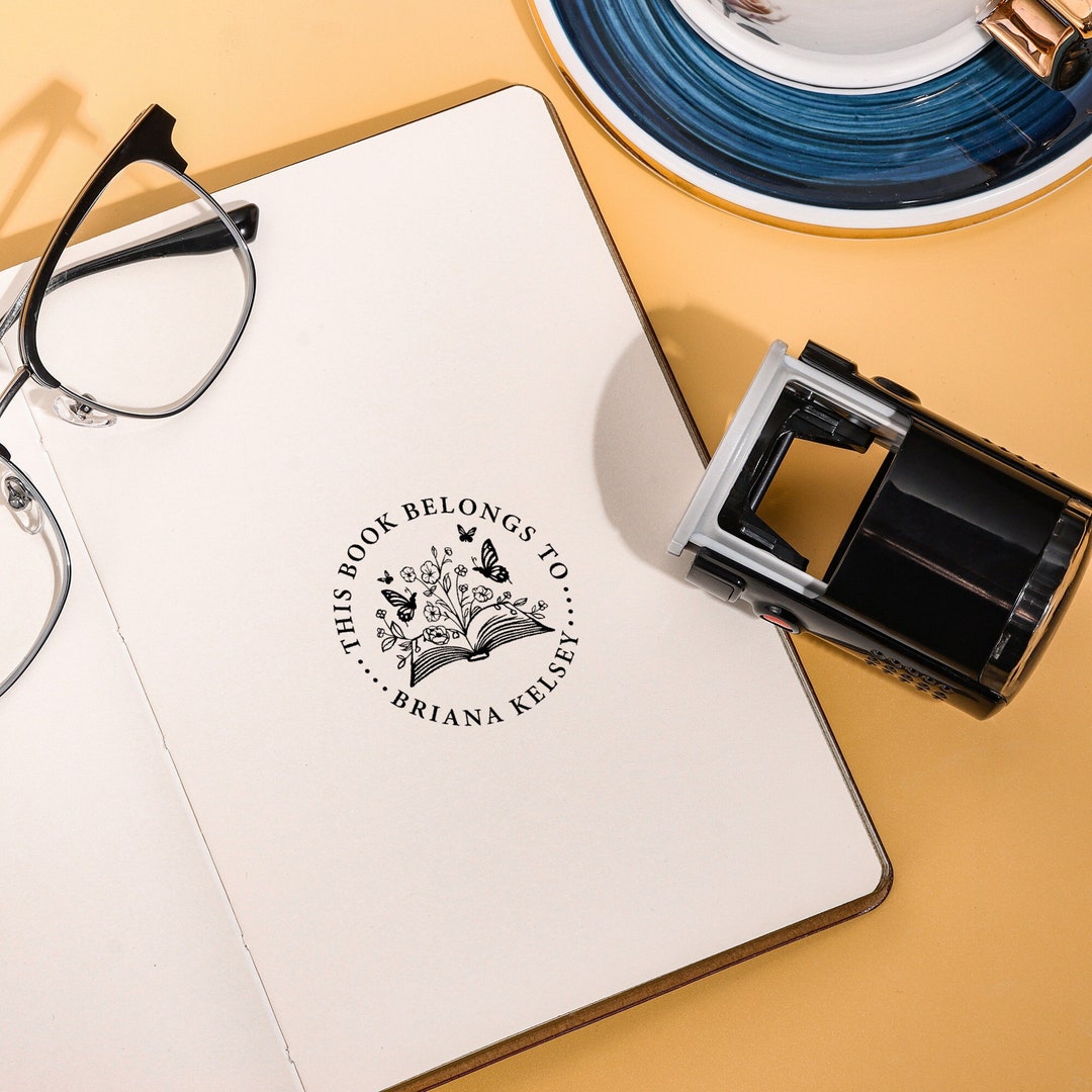 Personalized Book Stamp | Custom Library Stamp | Rubber Stamp for Book ...
