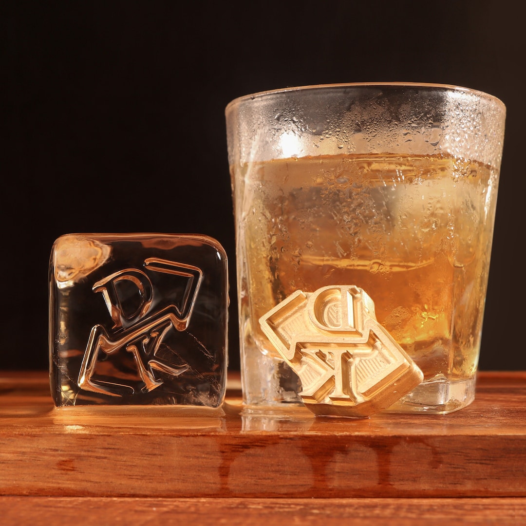 Custom Brass Ice Stamp, Personalized Initials Ice Cube Stamp, Whiskey ...