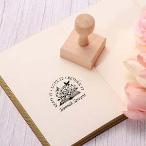 Personalized Book Stamp | Custom Library Stamp | Rubber Stamp for Book ...