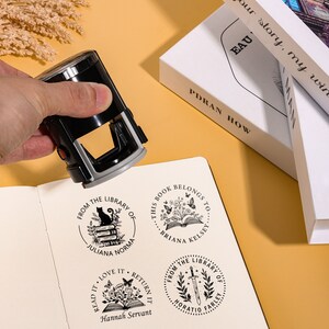 Custom Library Stamp, Personalized Book Embosser, Self-inking or Wood ...