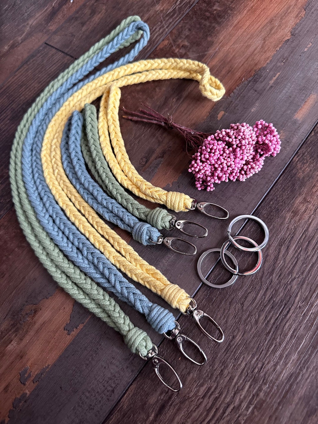 Custom Fishtail Macrame Braided Lanyard Key Card Holder Key Ring ...