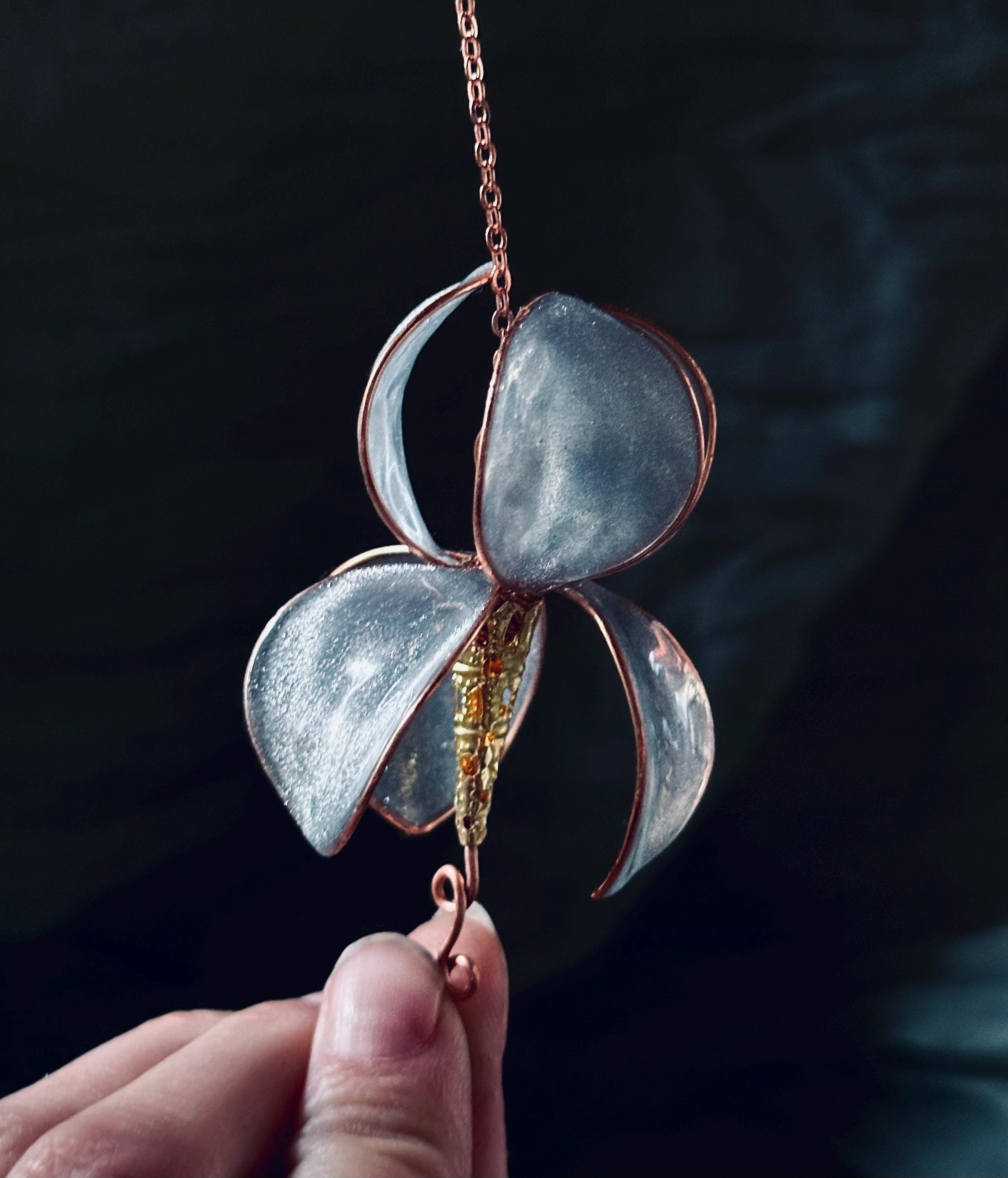 White Crescent Moonglow Rear View Mirror Custom Window Dangle Copper ...