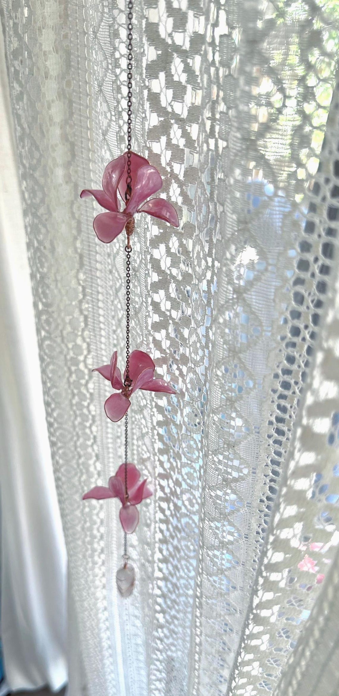 100% Handmade 3 Flower Window Suncatcher Window Dangle Decor Crystal ...