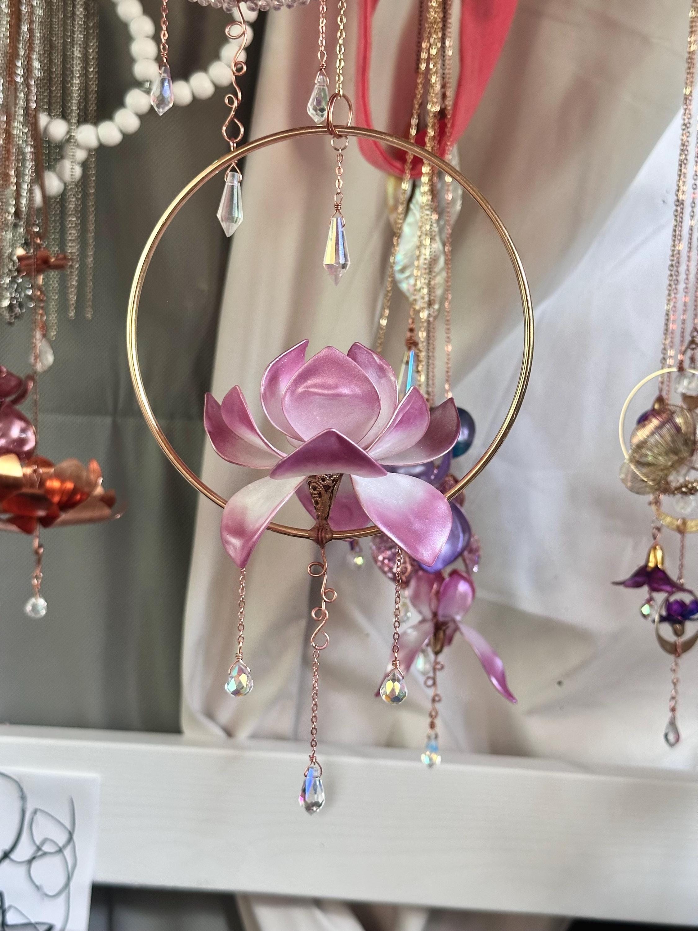 Lotus Window Suncatcher Copper Wire & Resin Flower Grieving Gift ...
