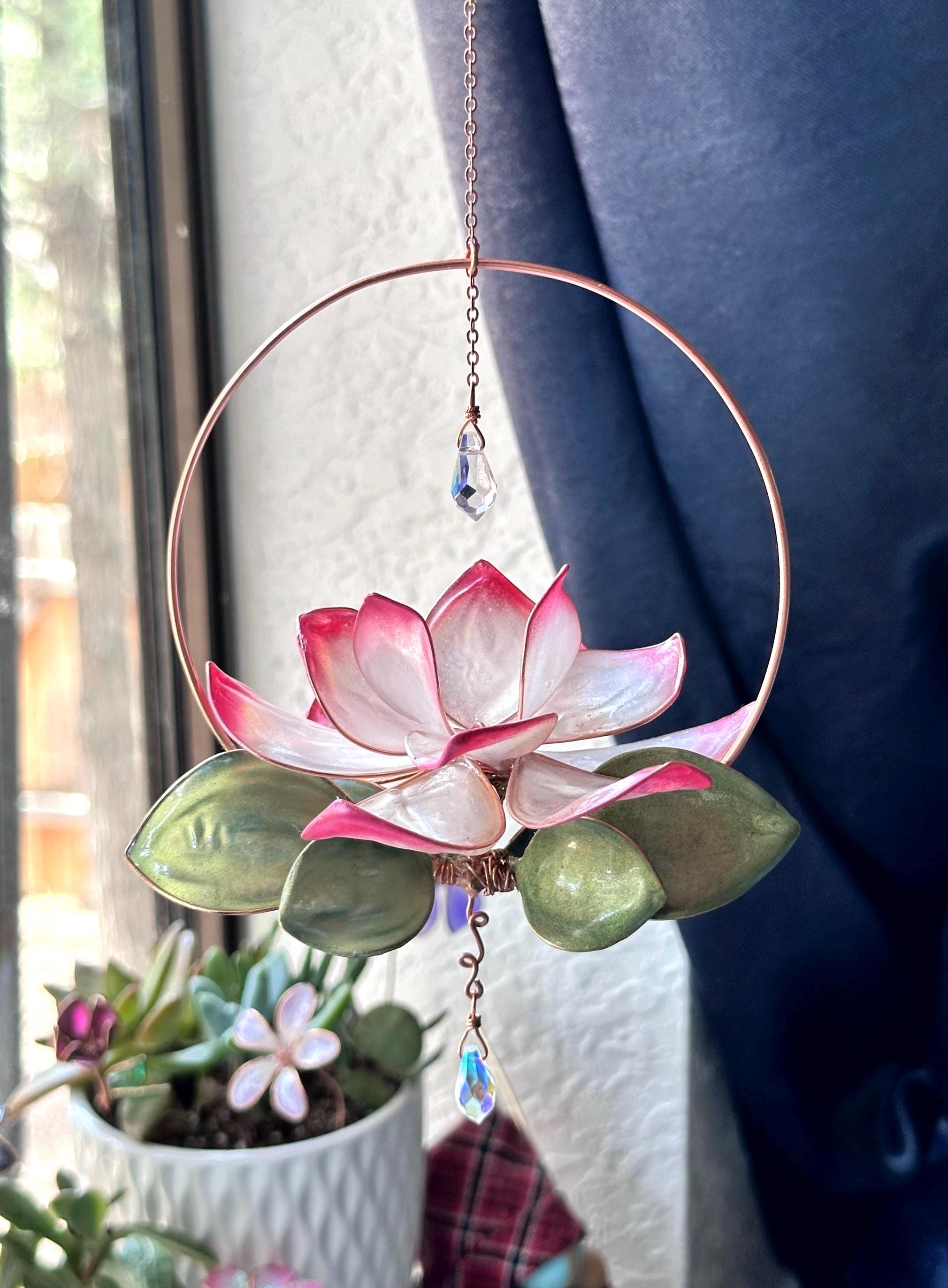 Lotus Window Suncatcher Copper Wire & Resin Flower Grieving Gift ...