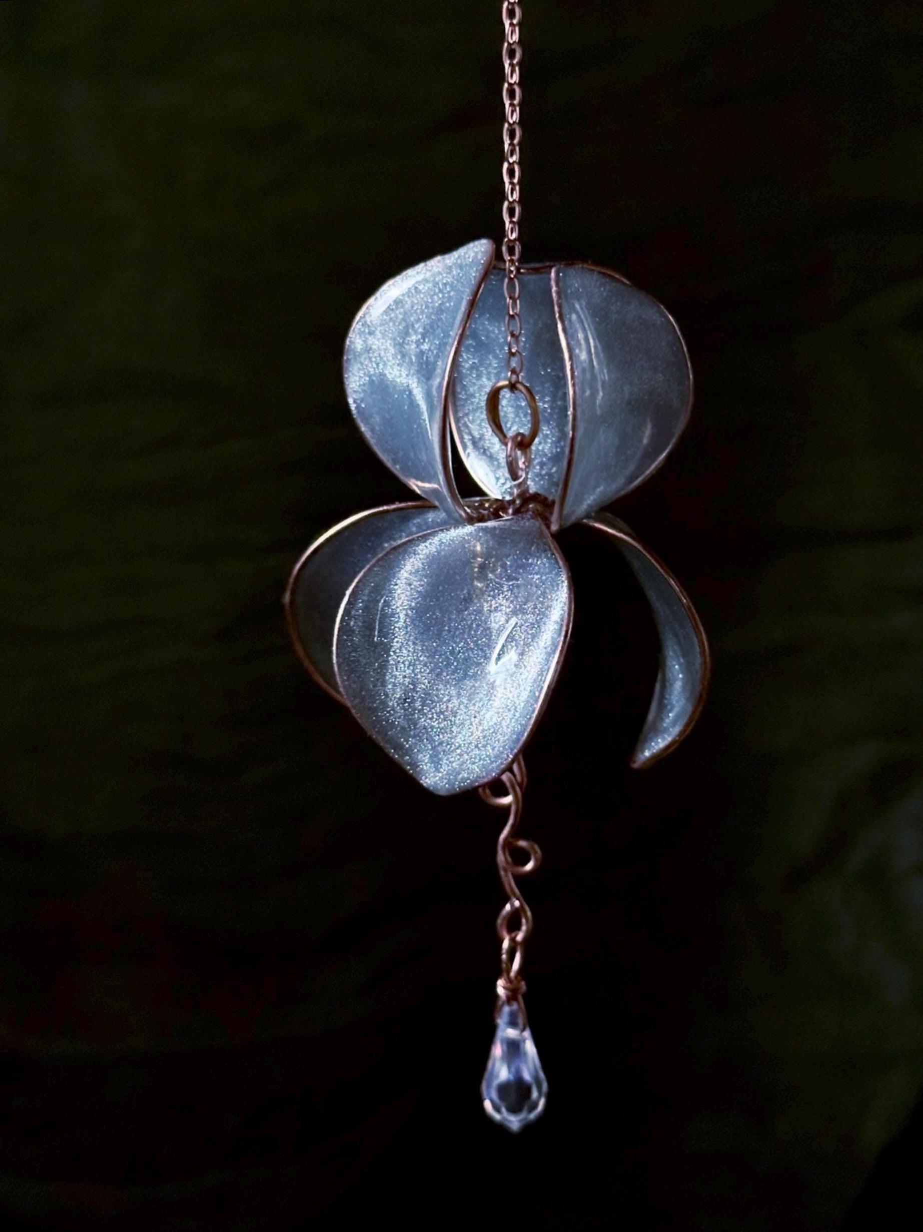 White Crescent Moonglow Rear View Mirror Custom Window Dangle Copper ...