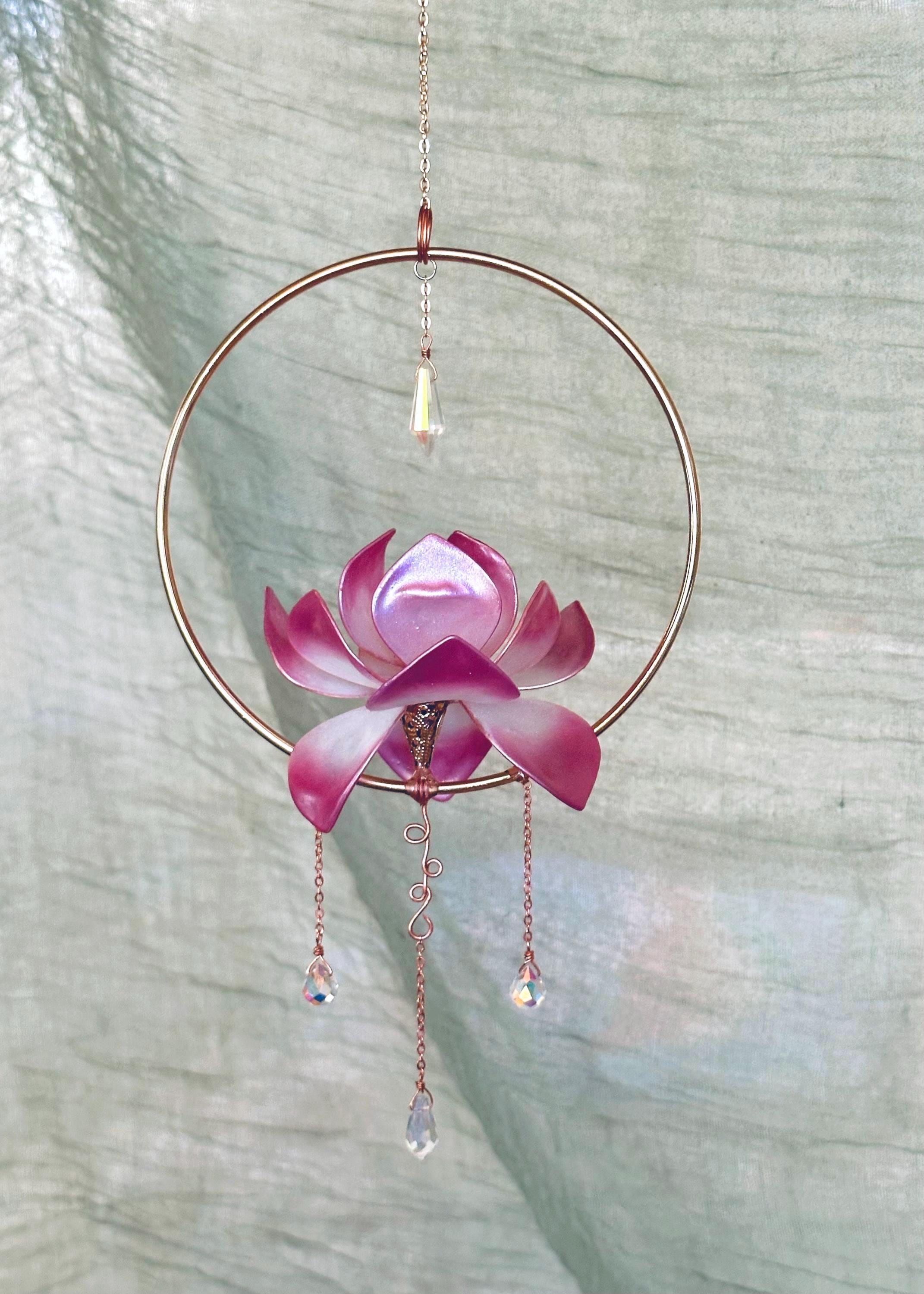 Lotus Window Suncatcher Copper Wire & Resin Flower Grieving Gift ...