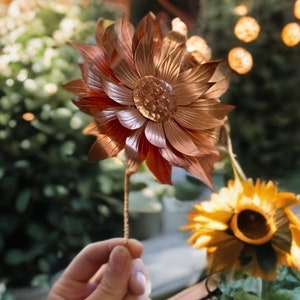 Pure Copper Sunflower Metal Flower Home Decor Unique Gift for Her ...