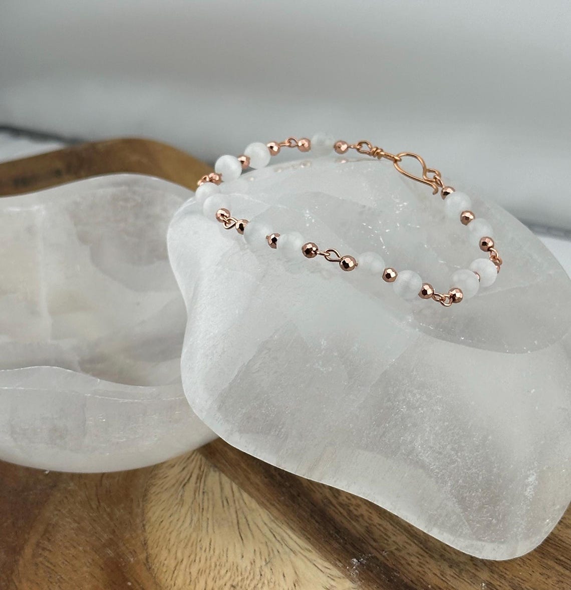 Pure Selenite Copper Link Crystal Bracelet Delicate Jewelry Handmade ...