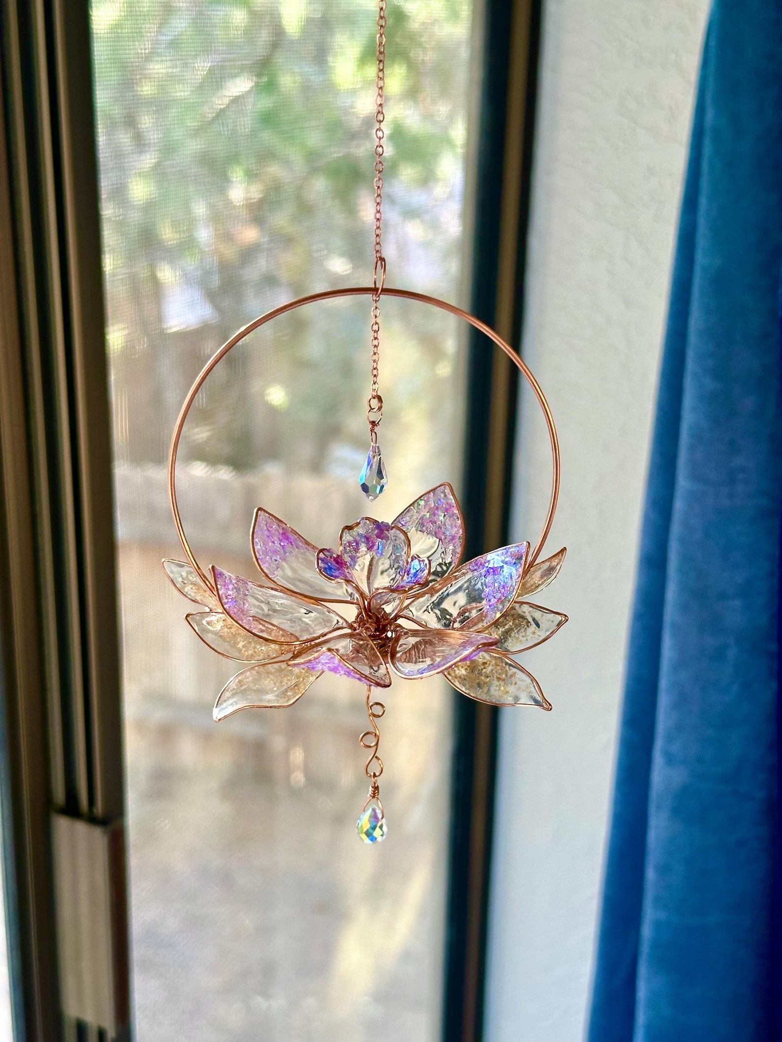 Holographic Daffodil Window Suncatcher Copper Wire and Epoxy Flower ...