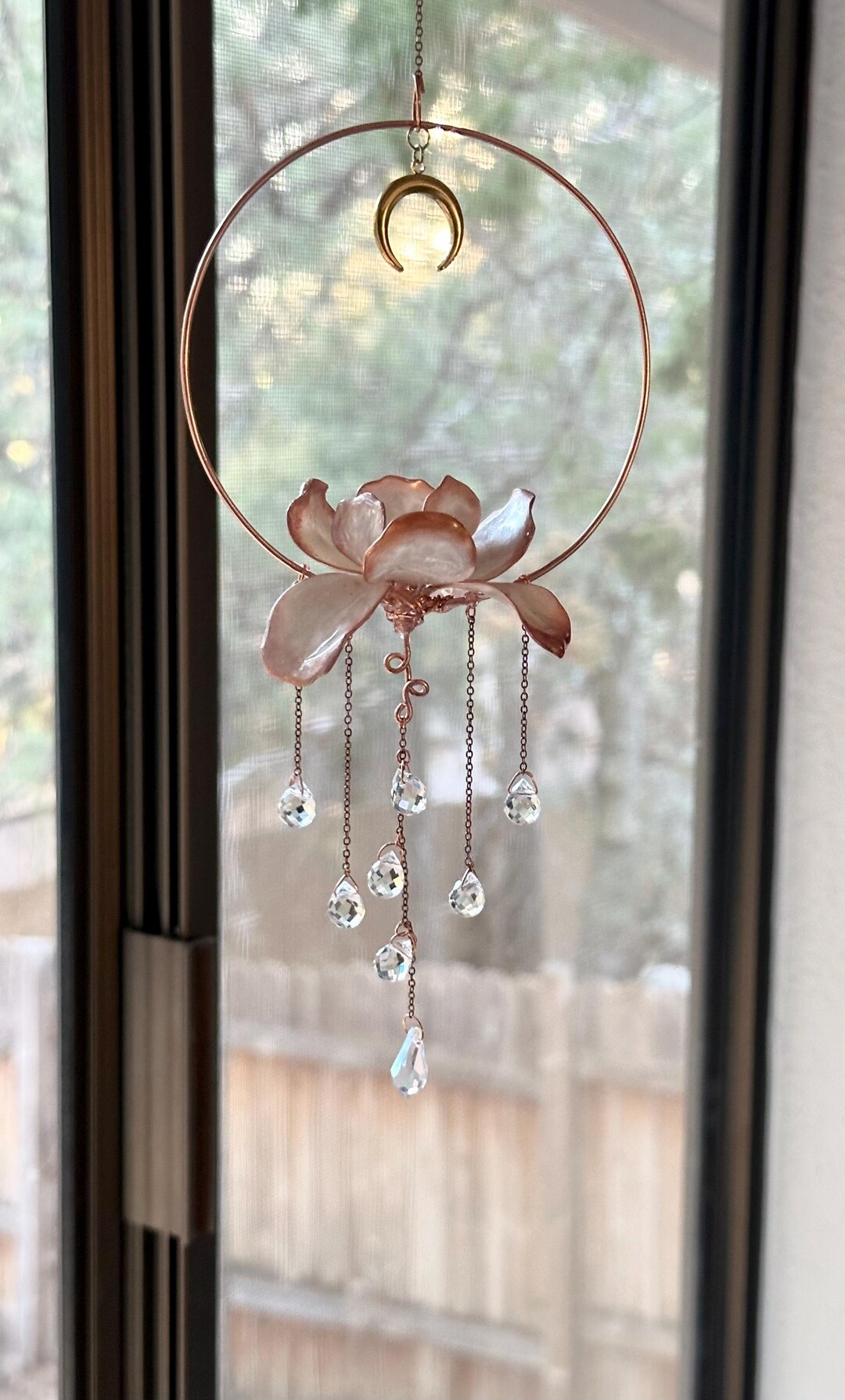Iris Window Suncatcher Copper Wire & Epoxy Flower Grieving Gift Rear ...