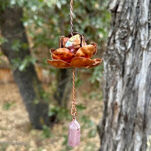 7 Flower Long Pure COPPER Lotus Flower Sun Catcher Rain Chain Handmade ...