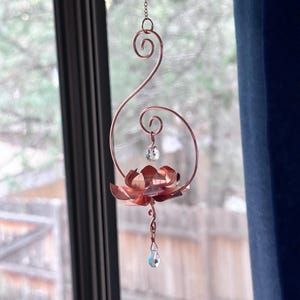 Pure Copper Lotus Flower and Prism Window Dangle Rear View Mirror Car ...