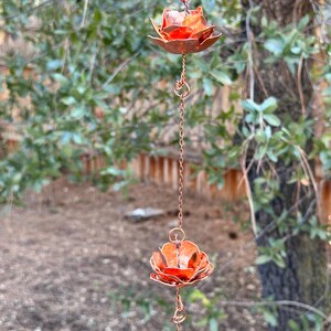 5 Flower Pure COPPER Lotus Flower Suncatcher Rainchain Porch Dangle ...