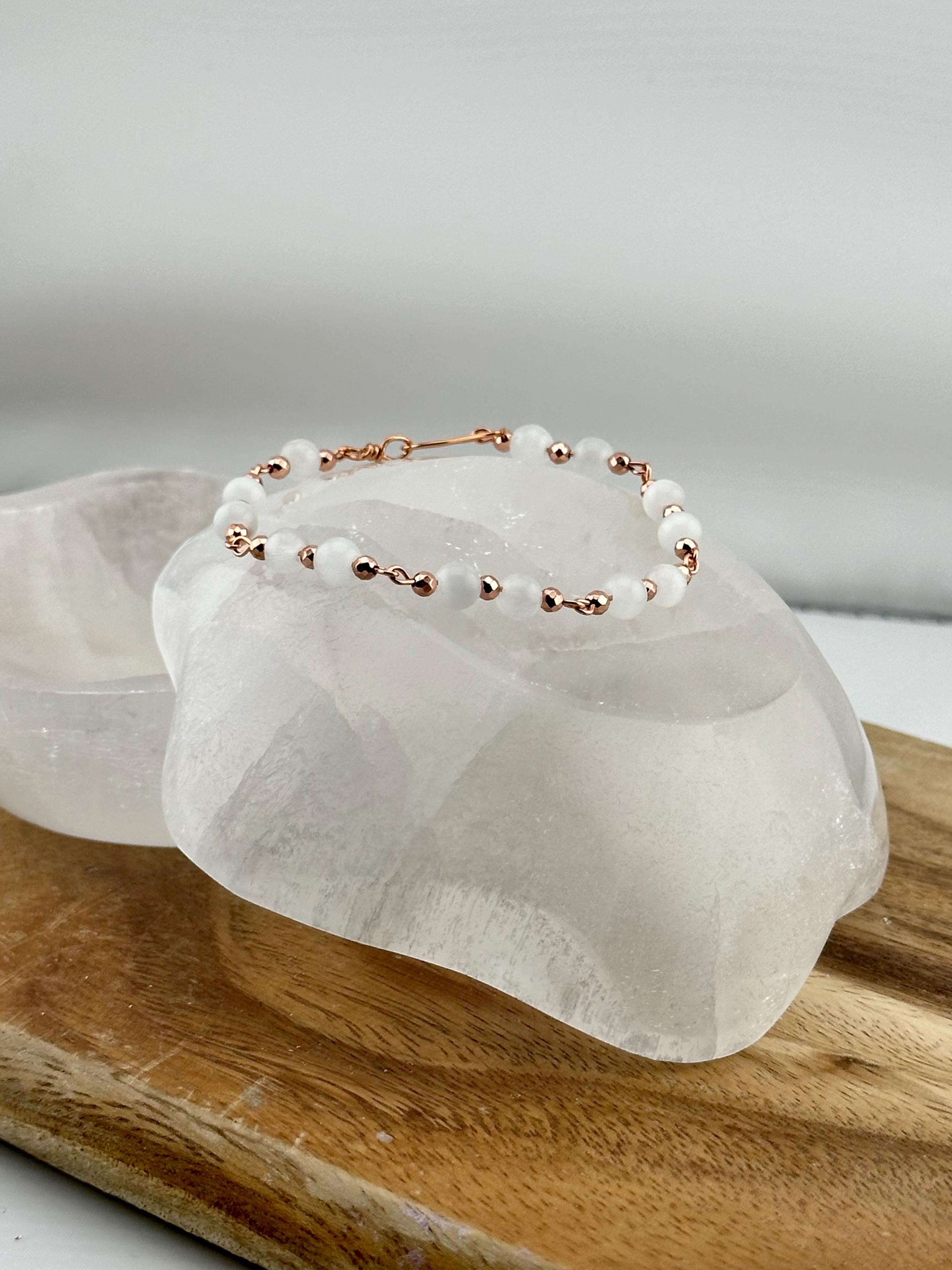 Pure Selenite Copper Link Crystal Bracelet Delicate Jewelry Handmade ...