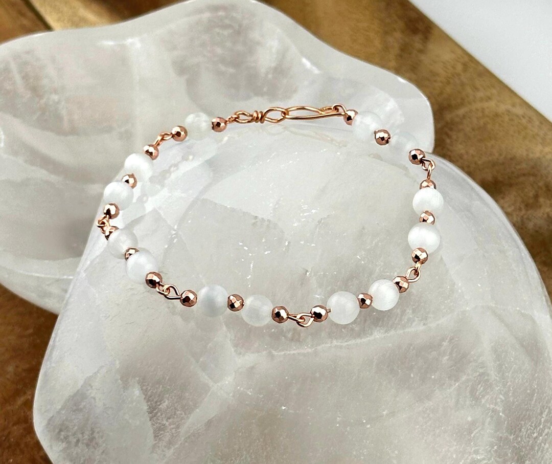Pure Selenite Copper Link Crystal Bracelet Delicate Jewelry Handmade ...