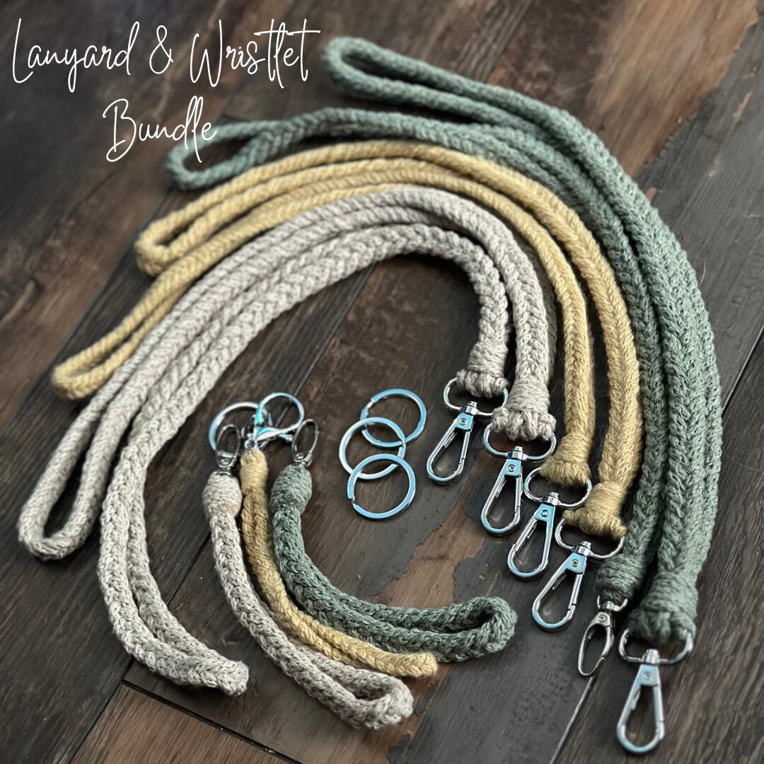 Custom Fishtail Braided Macrame Lanyard and Matching Wristlet Bundle ...